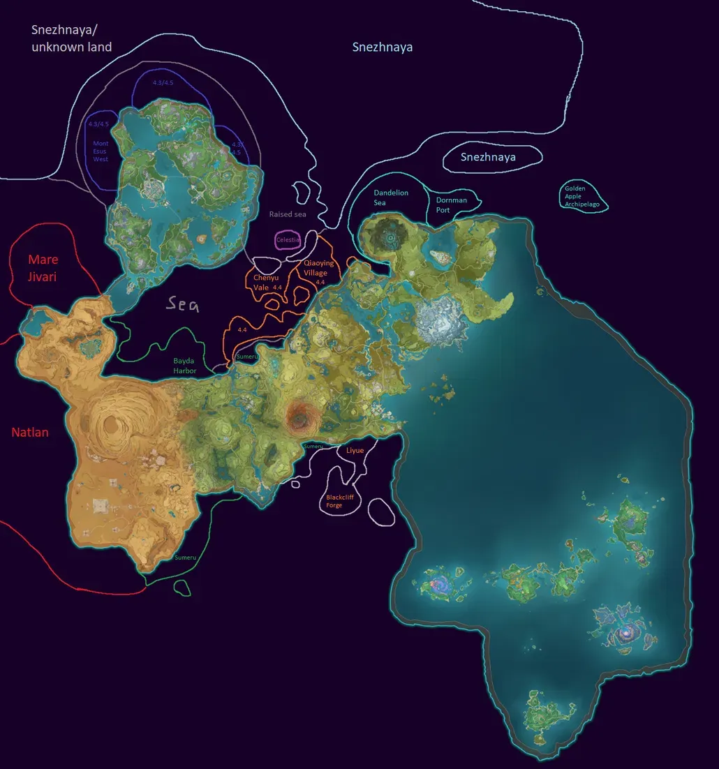 PREDICCIÓN Completa del Mapa de Teyvat Genshin Impact | HoYoLAB