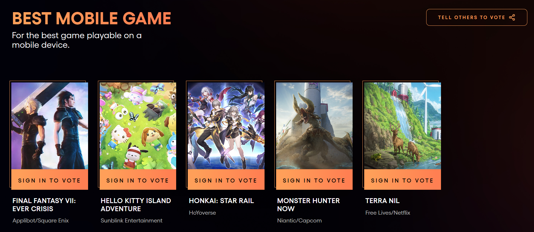 HSR Has Been Nominated For Best Moblie Game Category At TGA Honkai ...