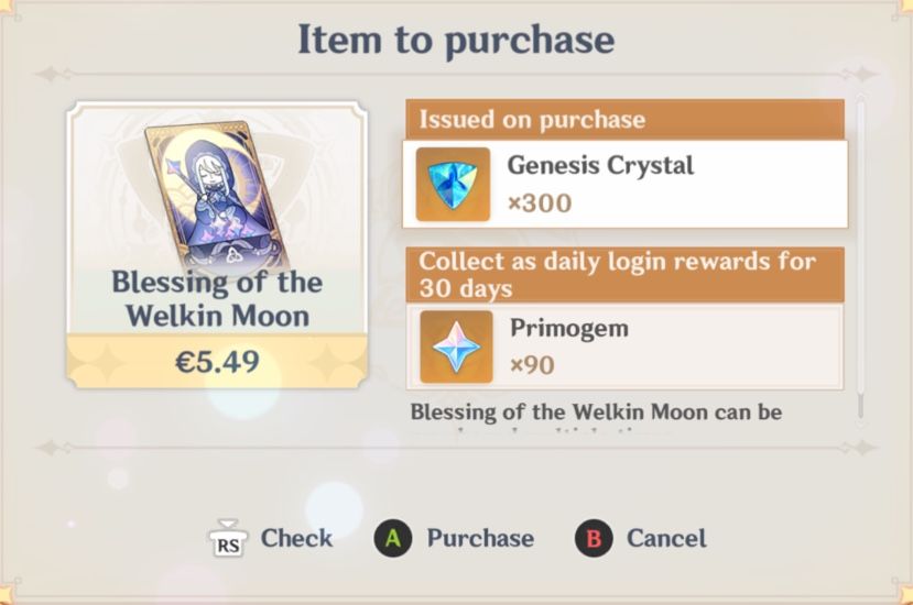 Blessing of the Welkin Moon 🌙 equality to wishes (Europe) Genshin ...