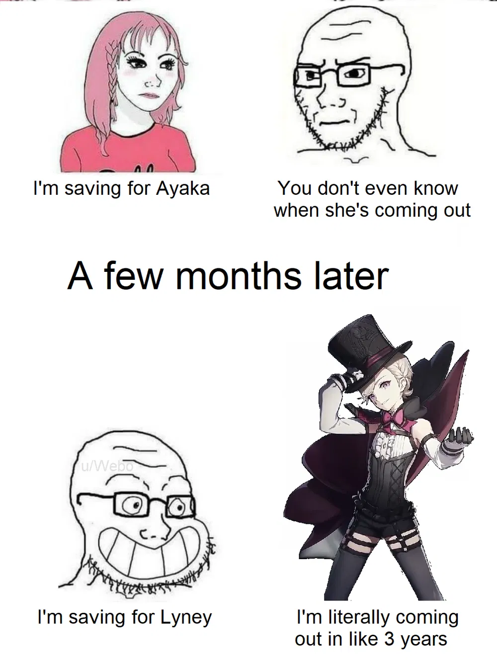 Lyney memes because he is going to get a rerun in 4.4 Genshin Impact ...