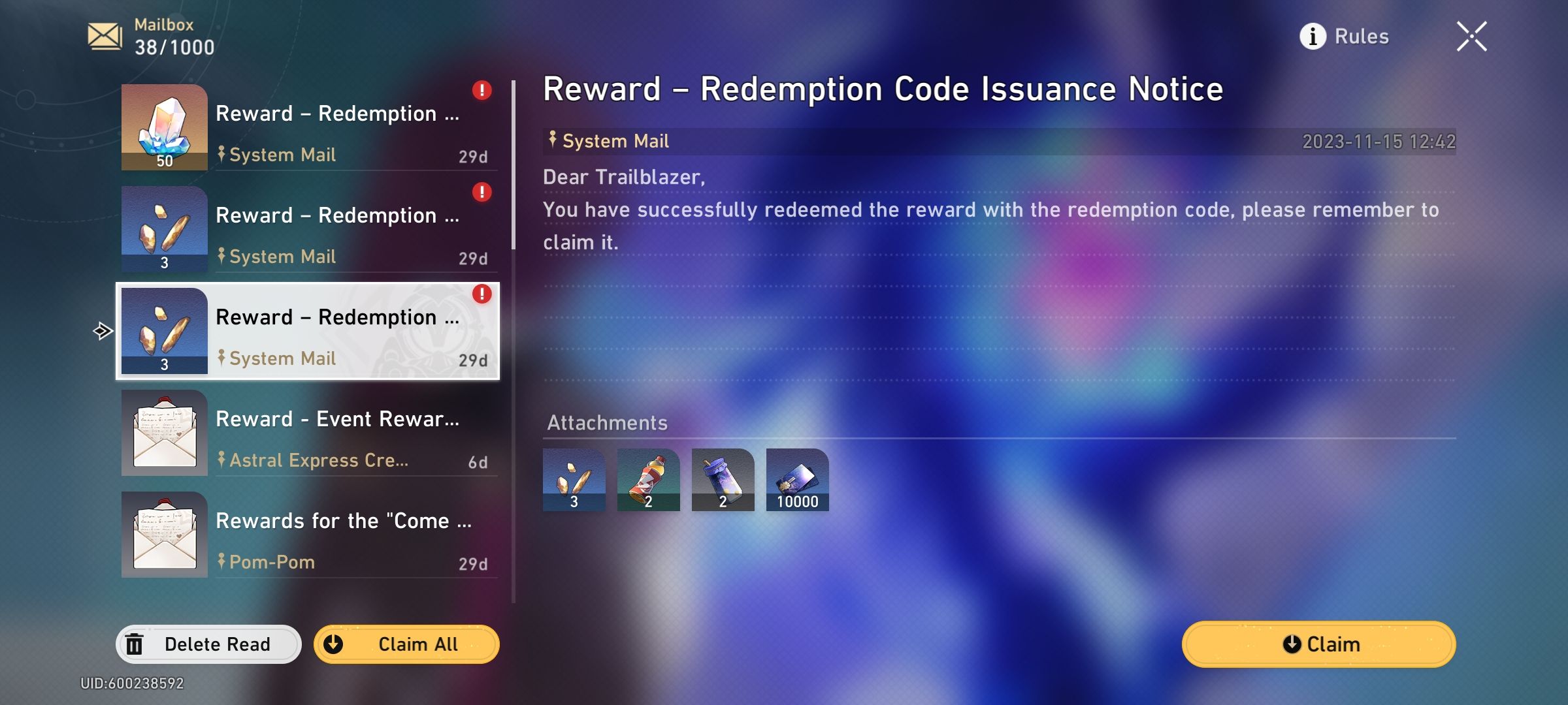 Redeem Code Honkai: Star Rail | HoYoLAB