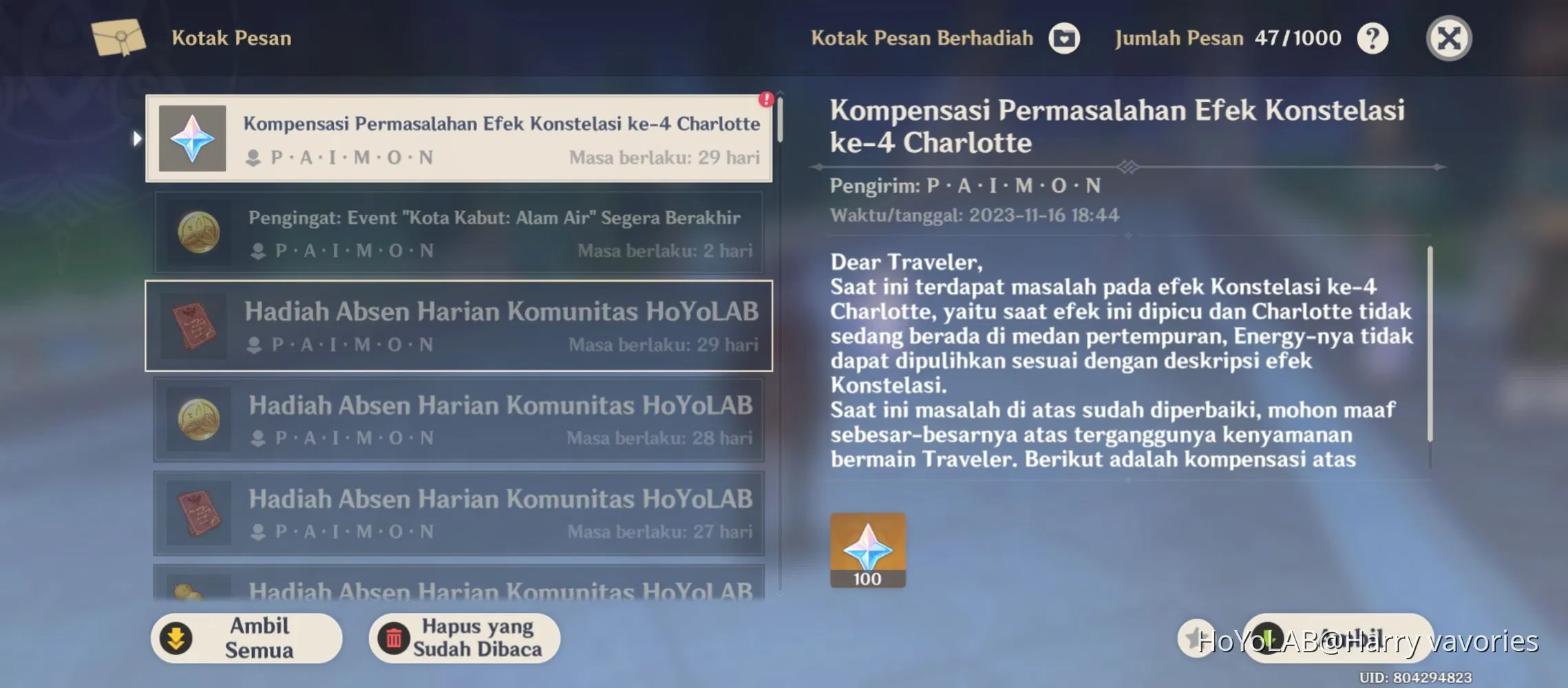 Bansos 100 primogen Genshin Impact | HoYoLAB