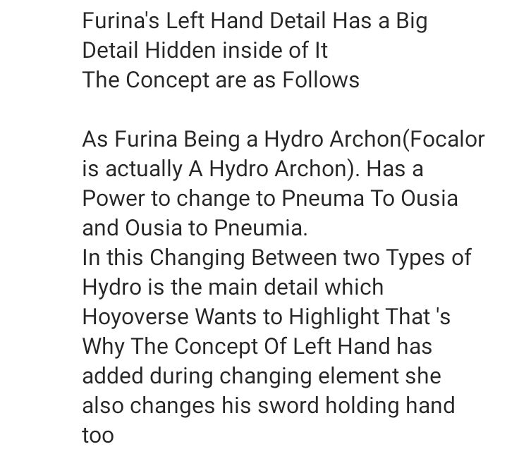 Notes For Furina Left Hand Concept Genshin Impact | HoYoLAB
