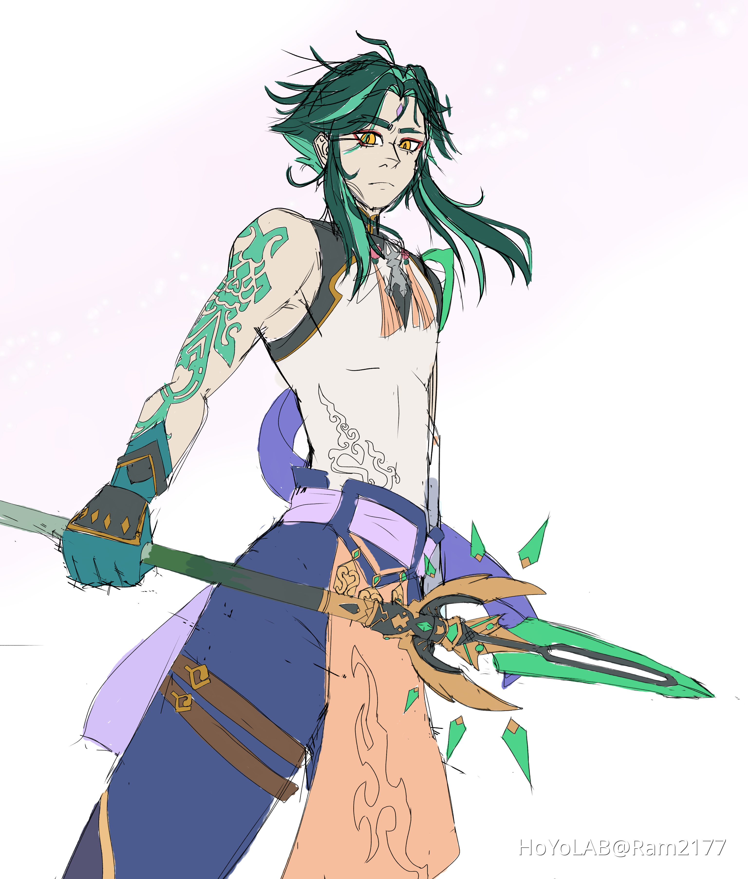 Xiao colored sketch Genshin Impact | HoYoLAB