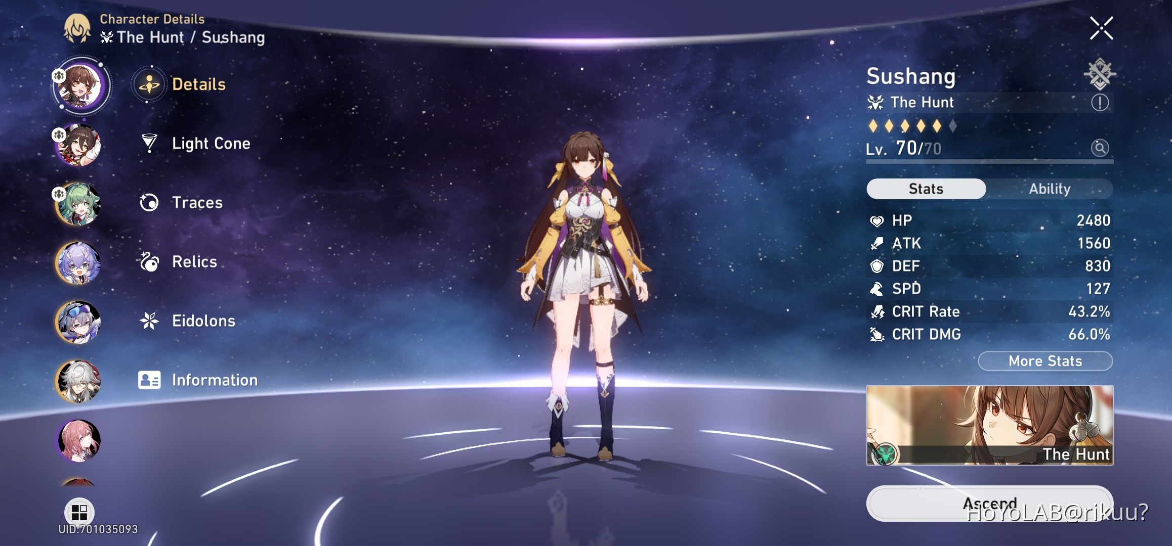 sushang build (best physcial dps in game my girl hit 150k with her ...