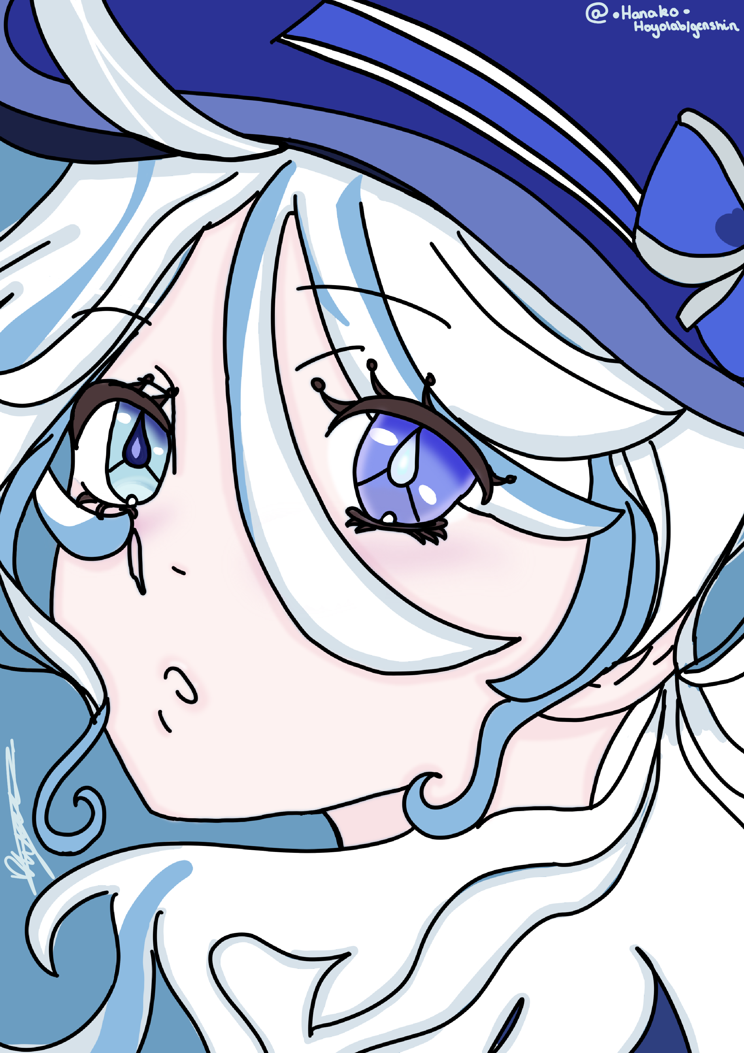 drawing of the hydro archon💙 Genshin Impact | HoYoLAB