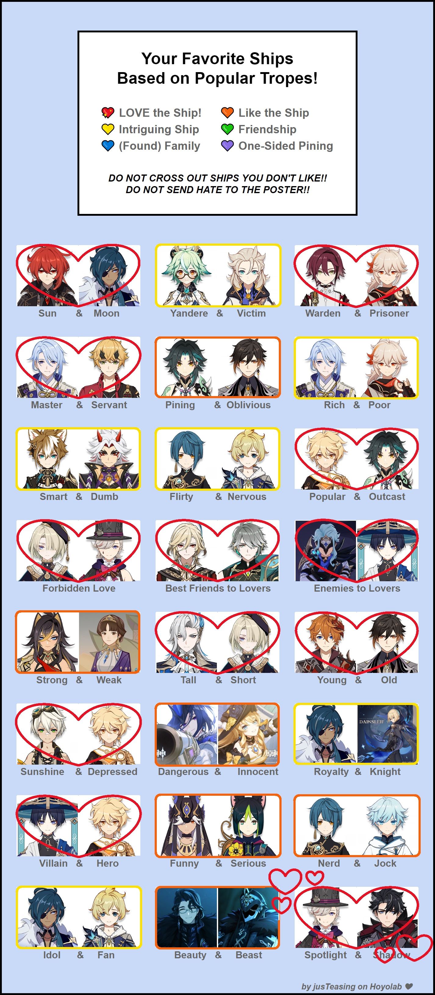 💌 Favorite Ships Based on Popular Tropes! 💌 ... ( blank included ...