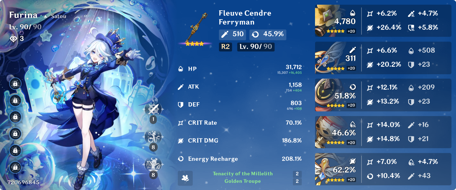 My Furina F2P (I still dont know what being a f2p has with building ...