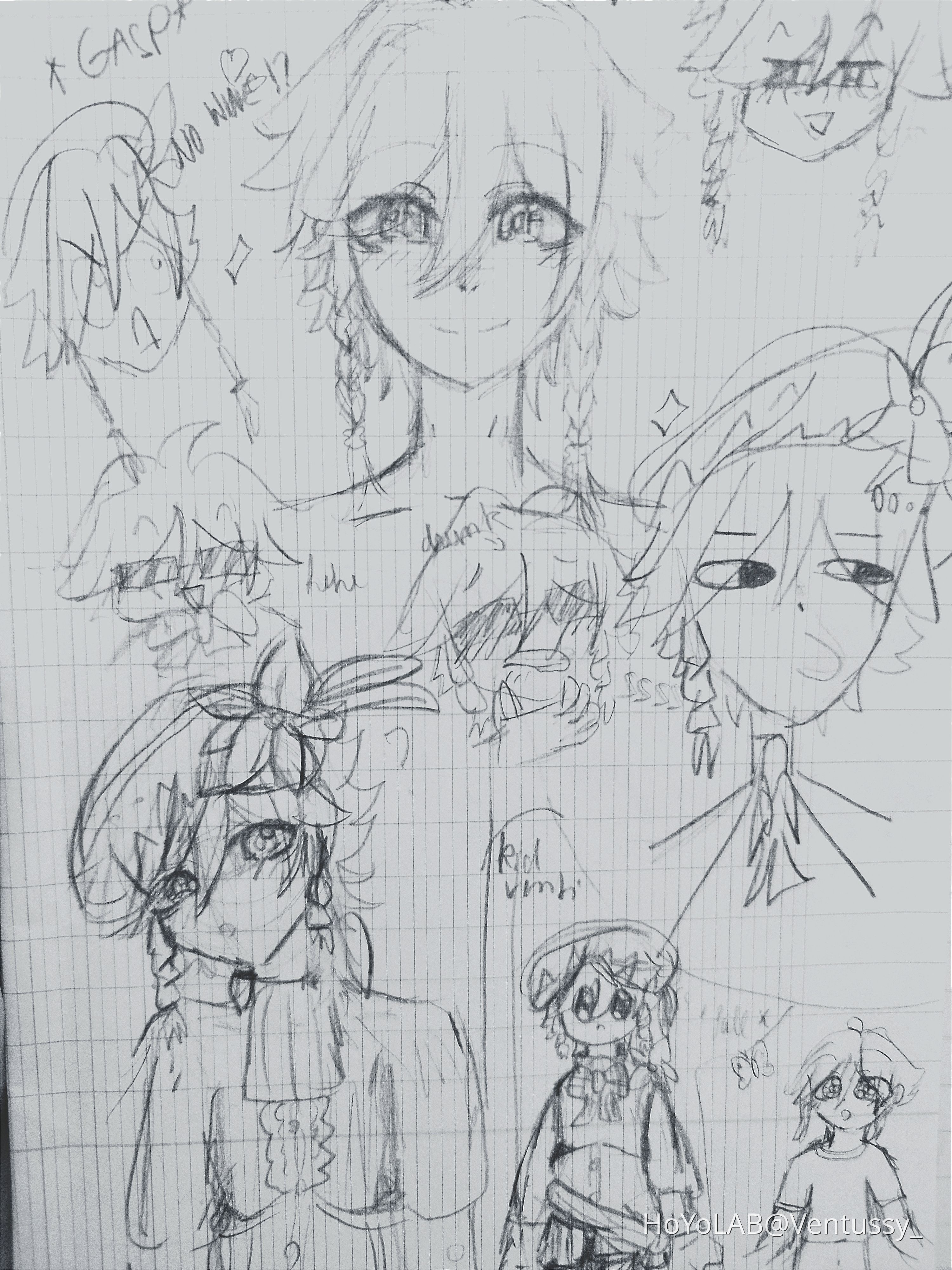 silly venti doodles I made during class Genshin Impact | HoYoLAB