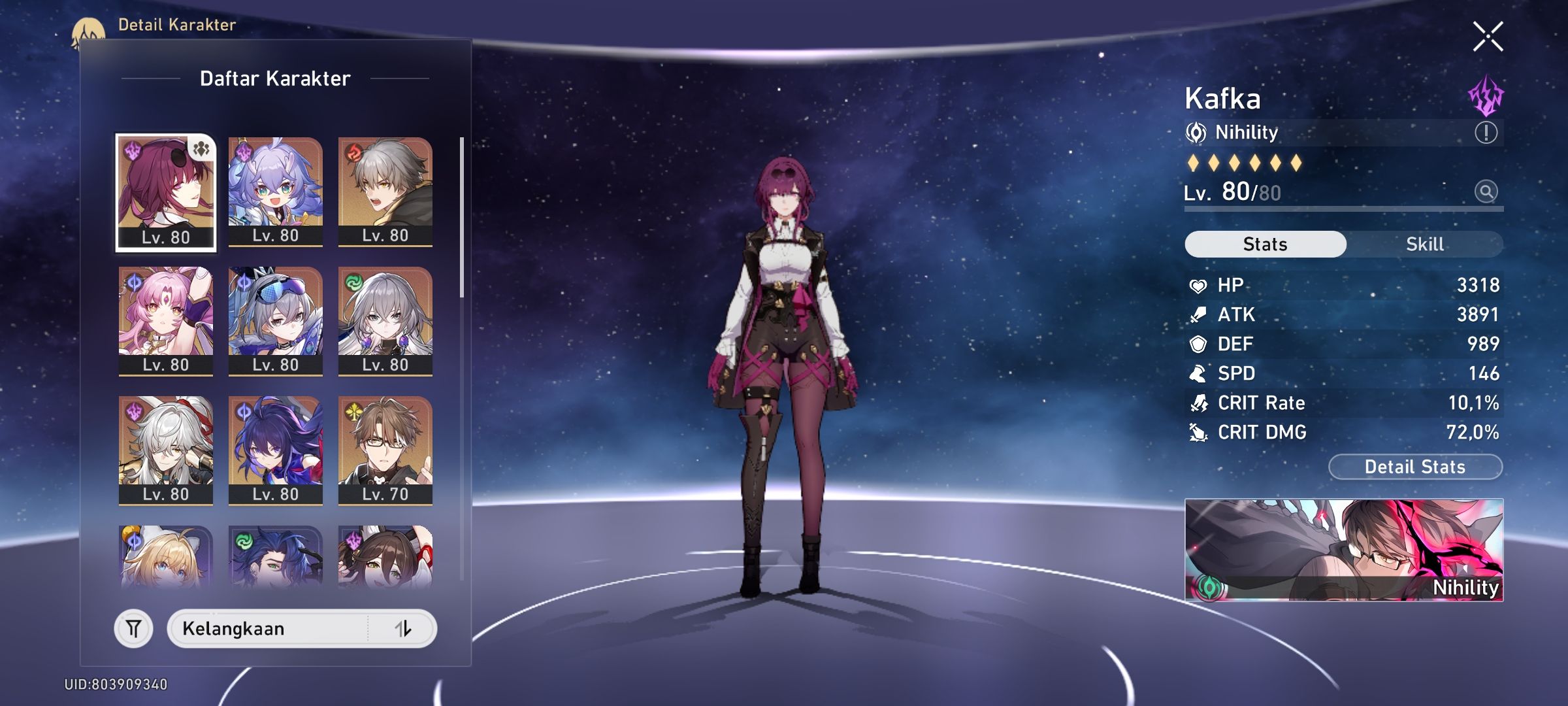 build kafka dengan relic baru Honkai: Star Rail | HoYoLAB