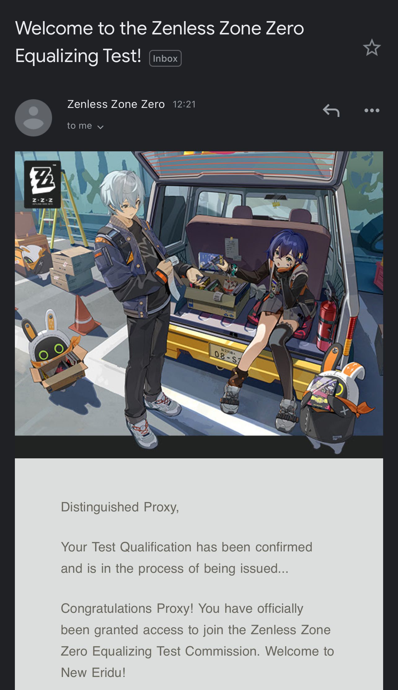 got my email! ^^ Zenless Zone Zero | HoYoLAB