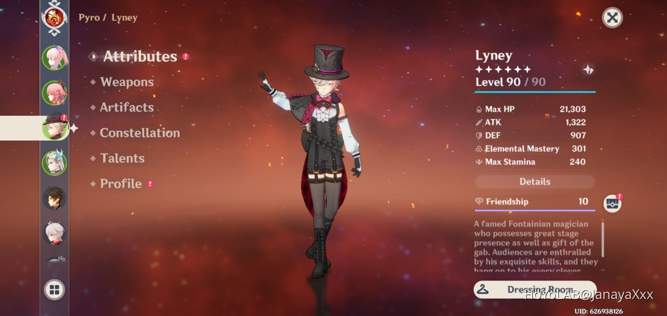 Lyney 🔥 Friendship Level 10 Genshin Impact | HoYoLAB