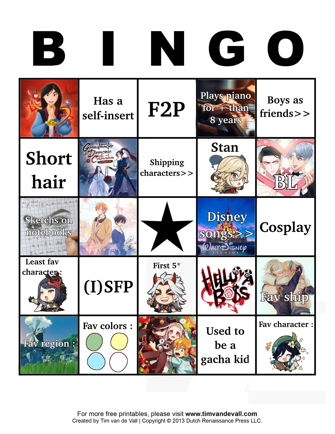 Here is my bingo, good luck tbh 🌈🍀😭! | HoYoLAB