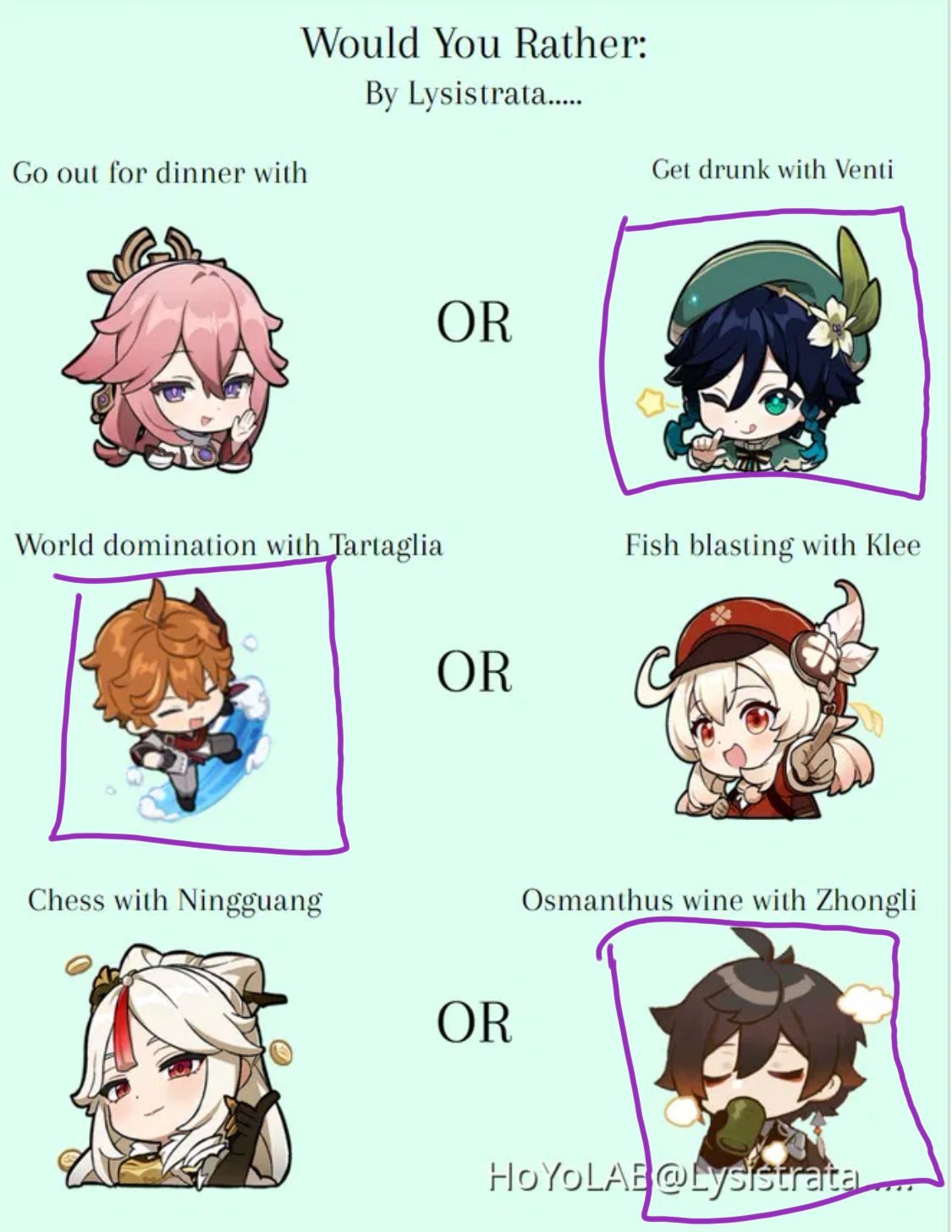 Would you rather :3 Genshin Impact | HoYoLAB