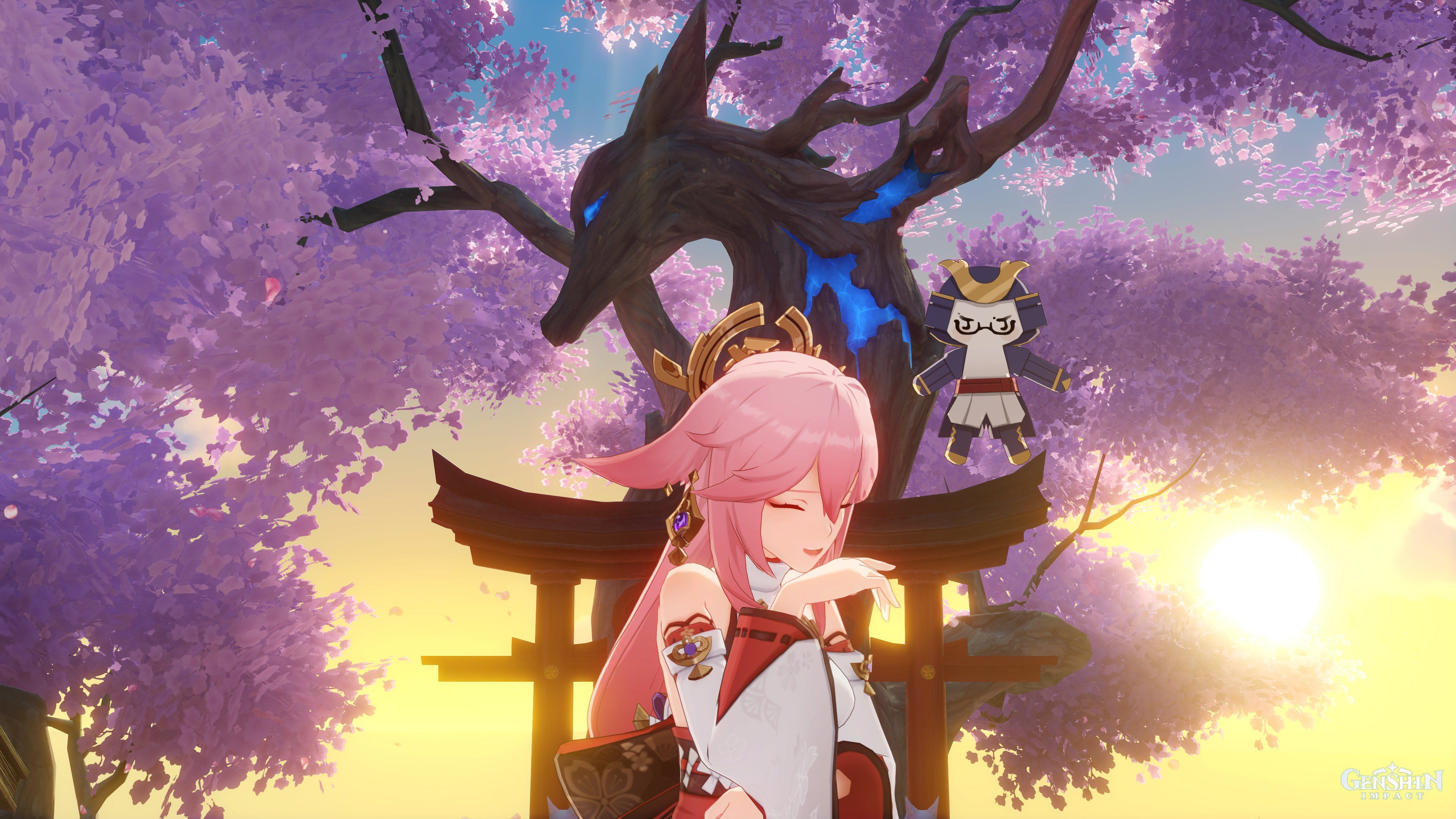 Some Yae Miko's Wallpapers + pics from main Inazuma quest with Sara :3 ...