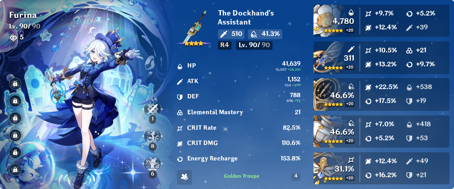 mediocre furina build luck all went to neuvi pieces altho I don't have ...