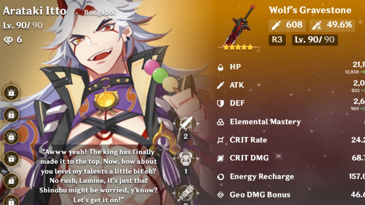 Itto. Fully ascended, Level 90. Genshin Impact | HoYoLAB