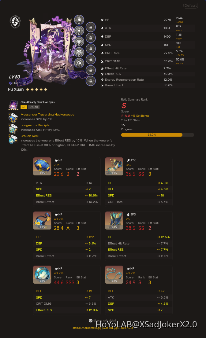 My Fu Xuan Build Is Too Op But Do I Need More Speed For Her Maybe I Can ...