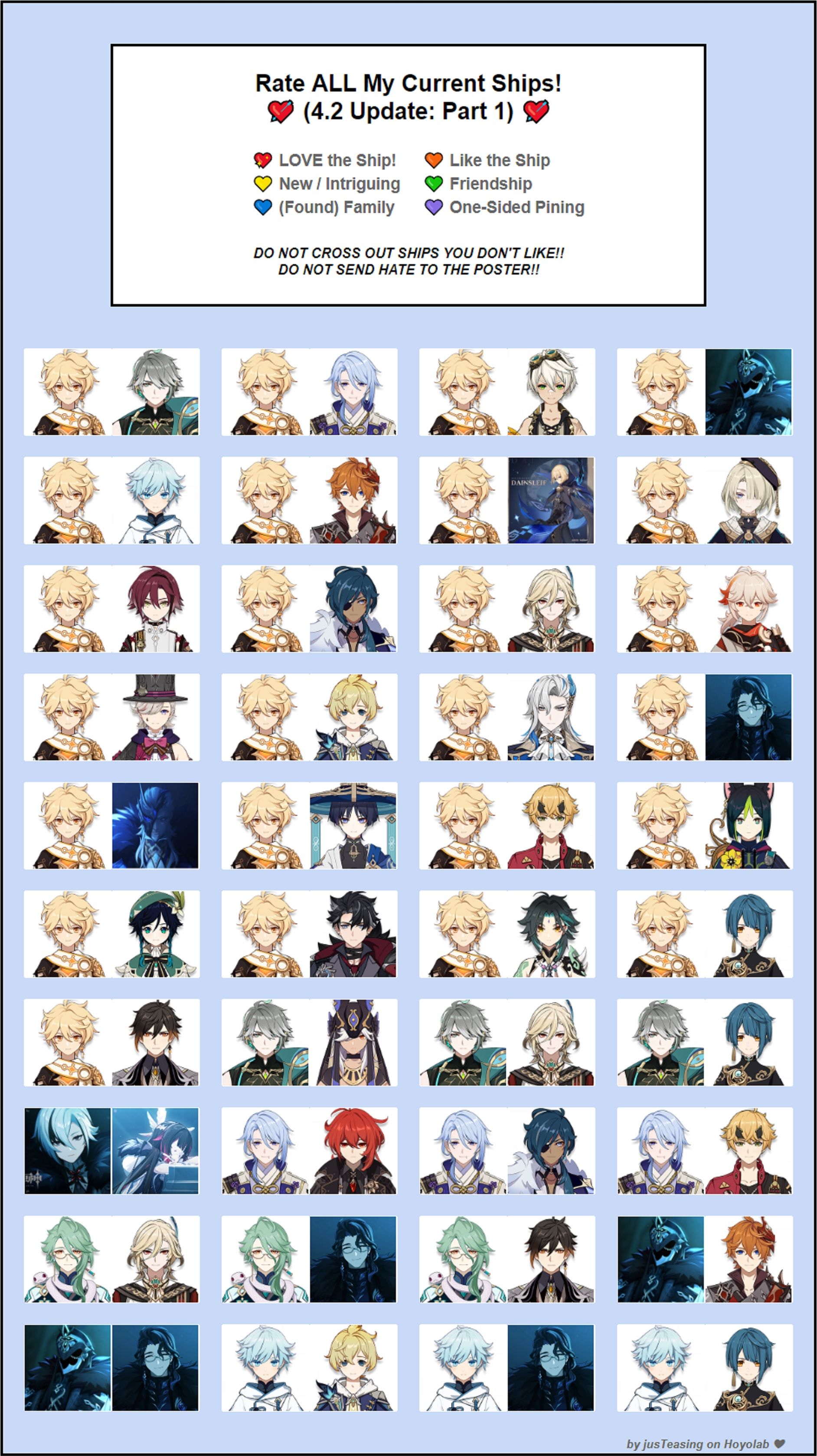 💘 Rate ALL My Current Ships! 💘 ... ( 4.2 Update ) Genshin Impact | HoYoLAB