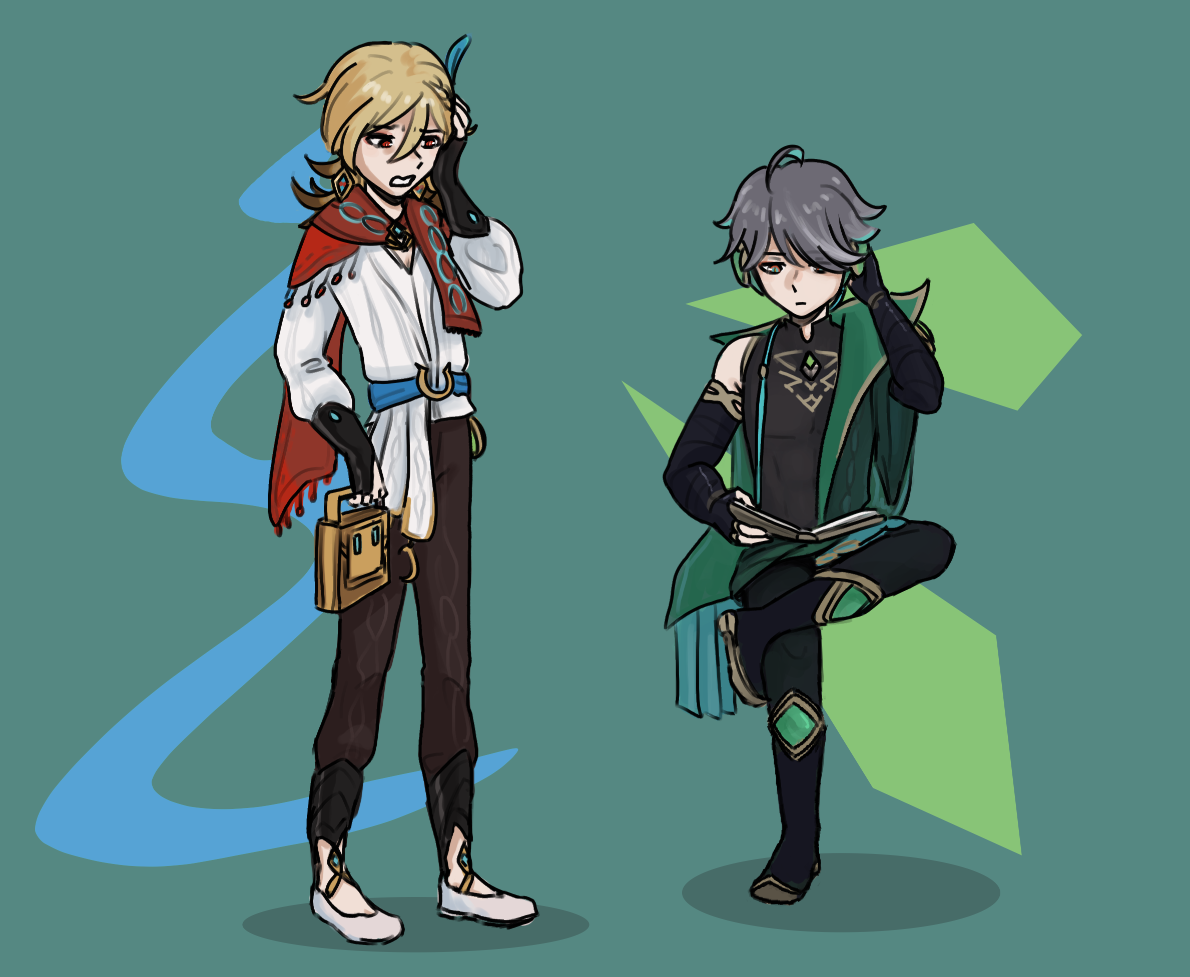 🍃Drawing Alhaitham and Kaveh from memory Genshin Impact | HoYoLAB