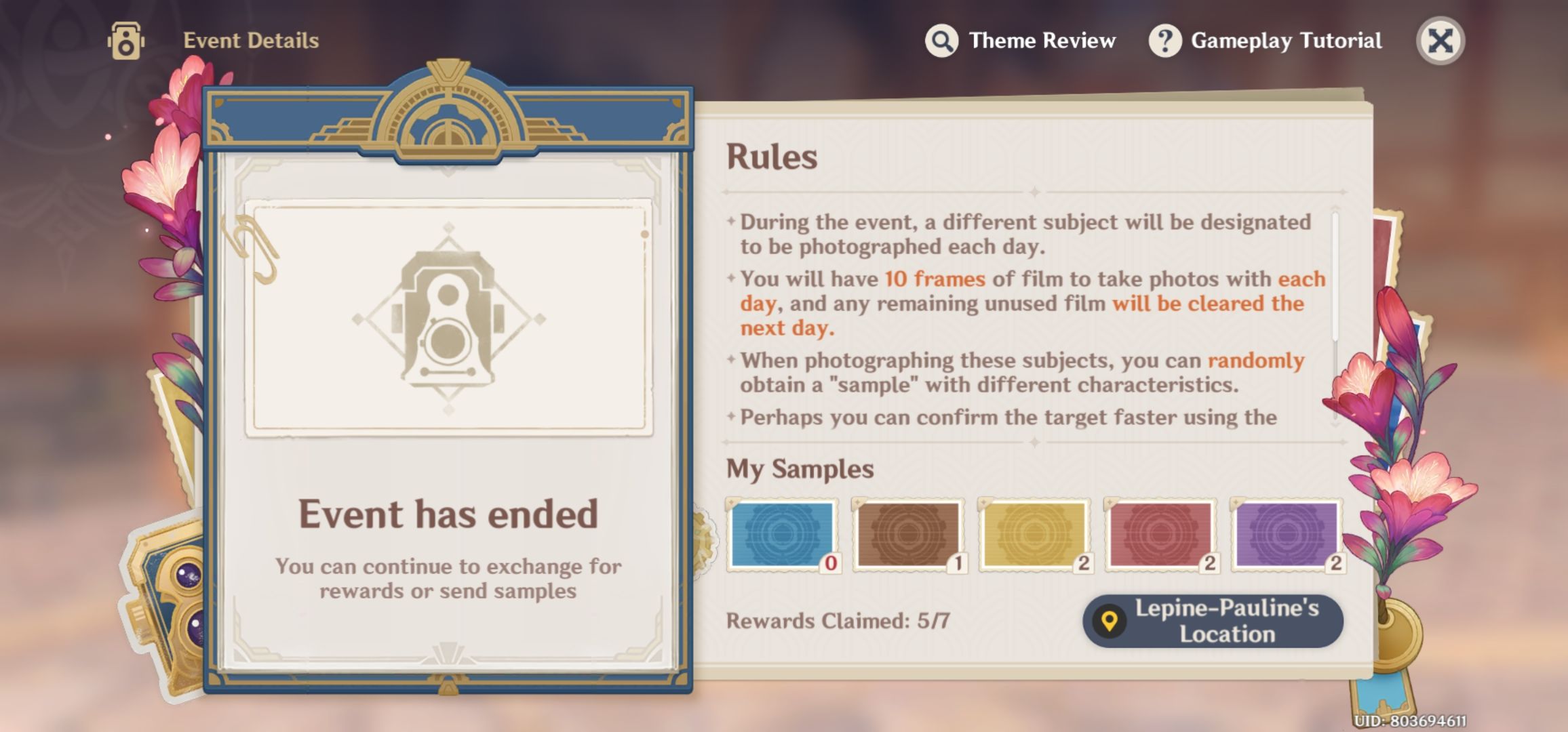 Anyone has an extra blue photo thingy from the event? Genshin Impact ...