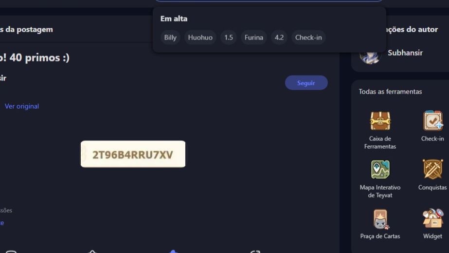 º Código (Novo): EA8RWDMBVRTR 2º Código (Antigo): 6T8NWE3HD7PD 3º Código (Novo): WA8MJCETGXLR 4º ...