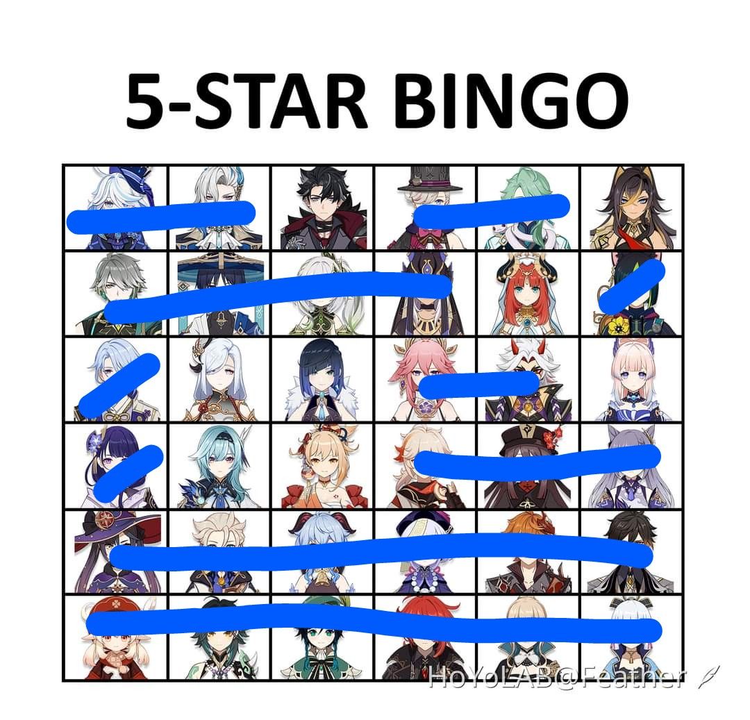 My 5-star Bingo Genshin Impact | HoYoLAB