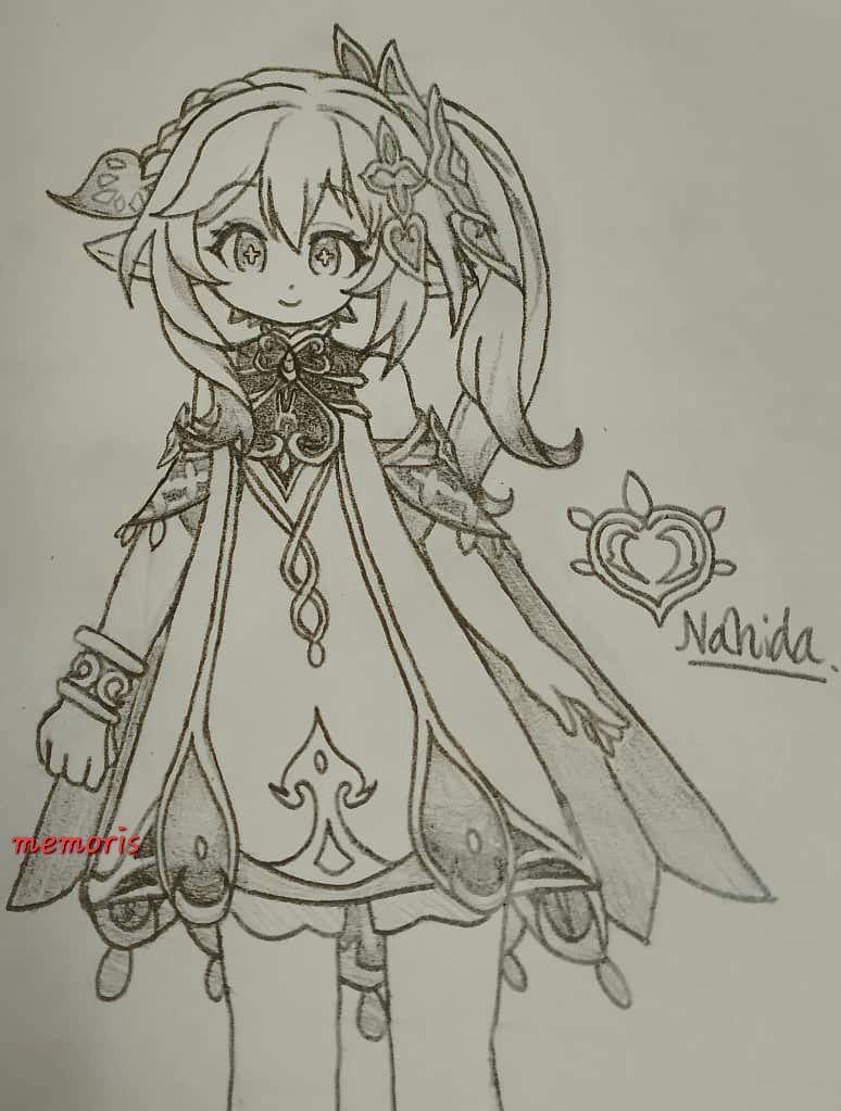 I draw Nahida for two hours. (I'm so sorry if she look tall. This is my ...