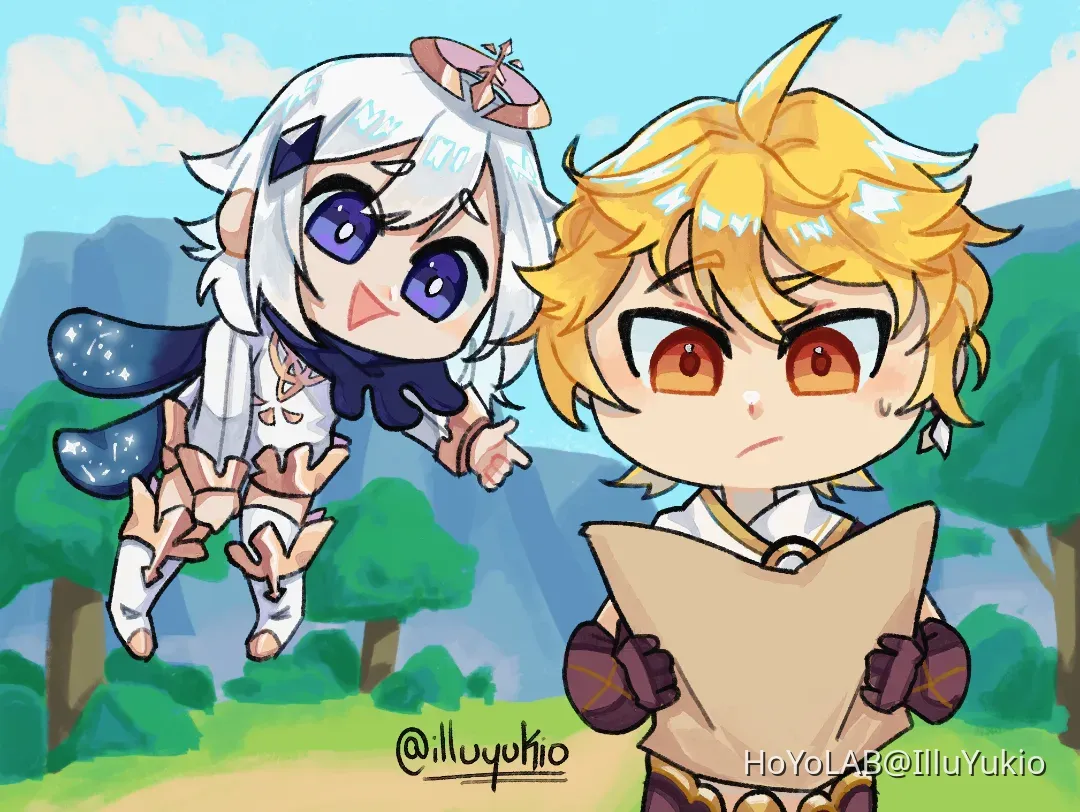 Aether and Paimon Fanart Genshin Impact | HoYoLAB