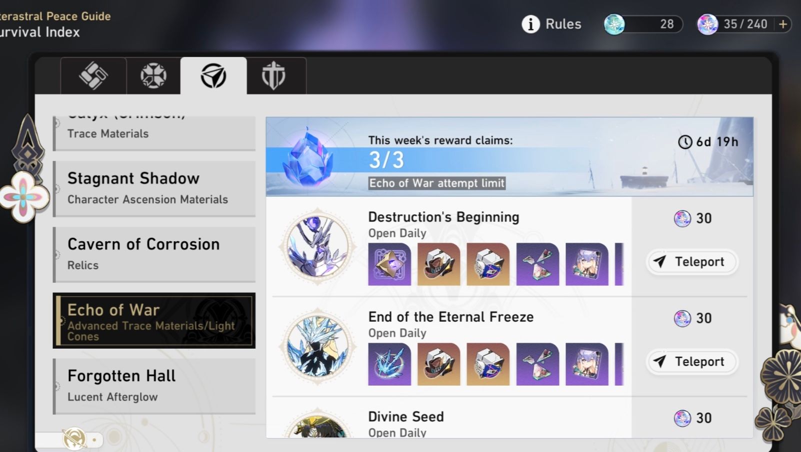 HSR Weekly Bosses (Echo of War) Honkai: Star Rail | HoYoLAB