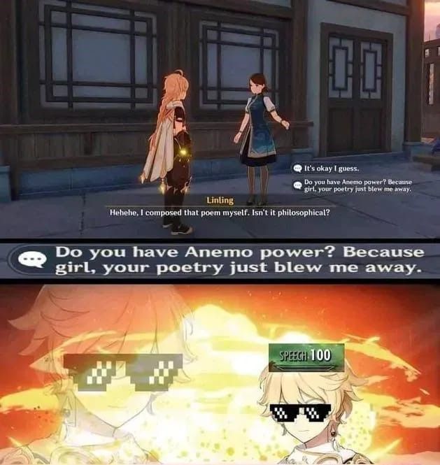 Sheesh the Traveler got some rizz in him, can you guys think y'all can ...