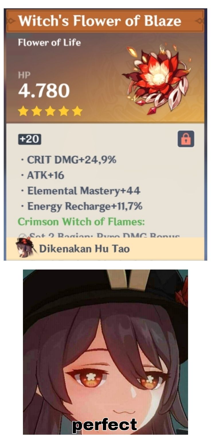 my flower artifact on hu tao and furina Genshin Impact | HoYoLAB