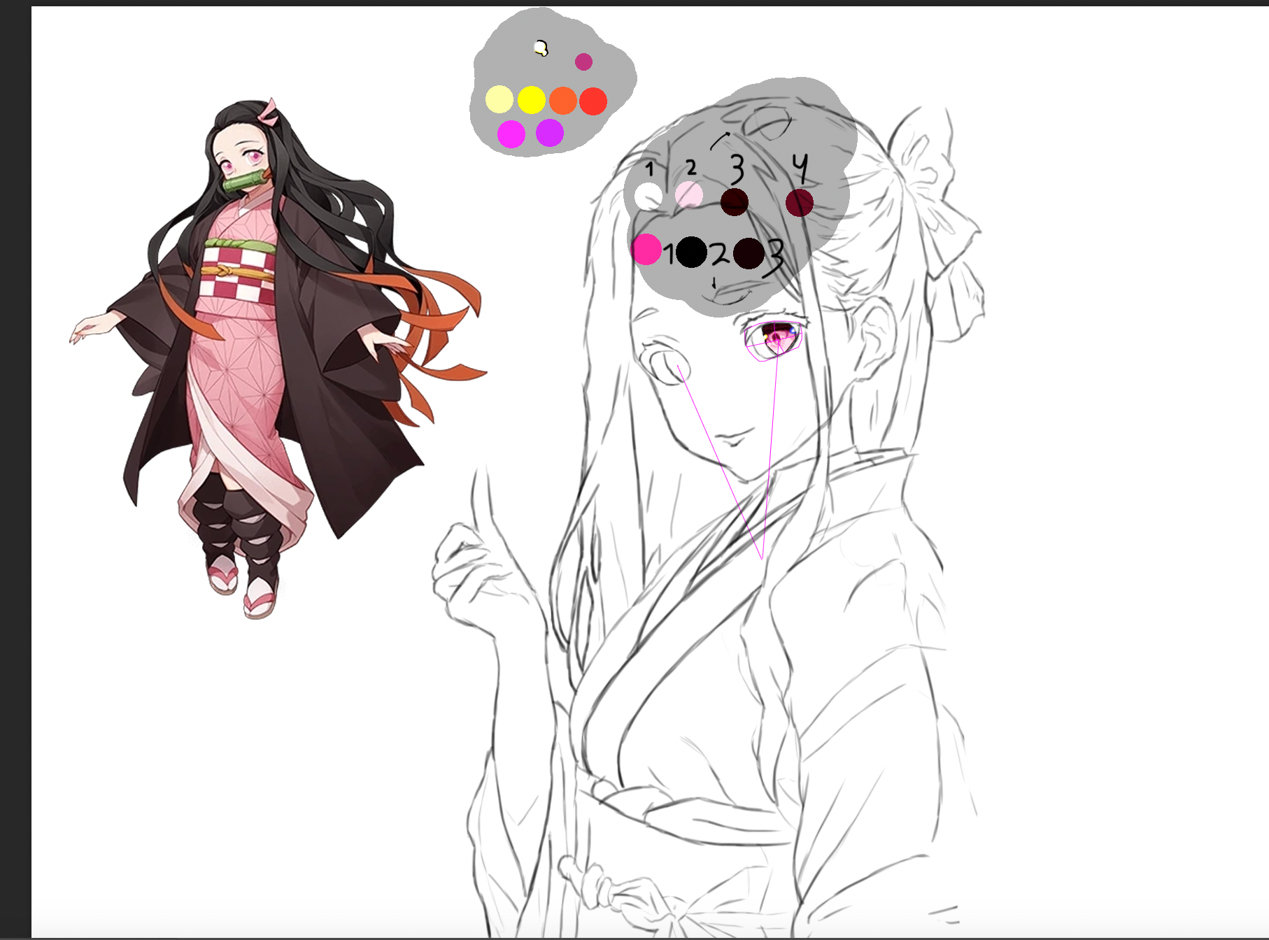 Nezuko Kamado Fan Art Project: Working on improving my color skills ...