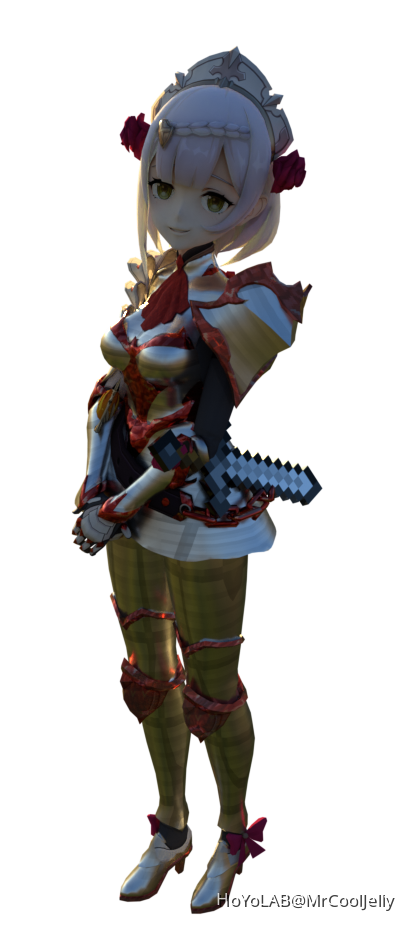 An early prototype of a Minecraft themed outfit for Noelle Genshin ...