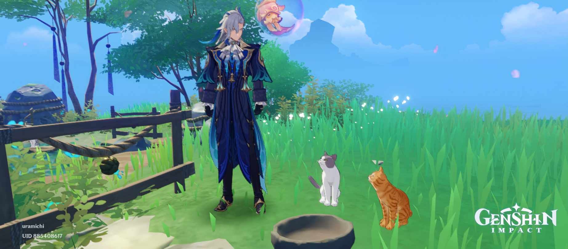 Neuvillette about to feed the cats on Neko Shrine in Inazuma!! Genshin ...
