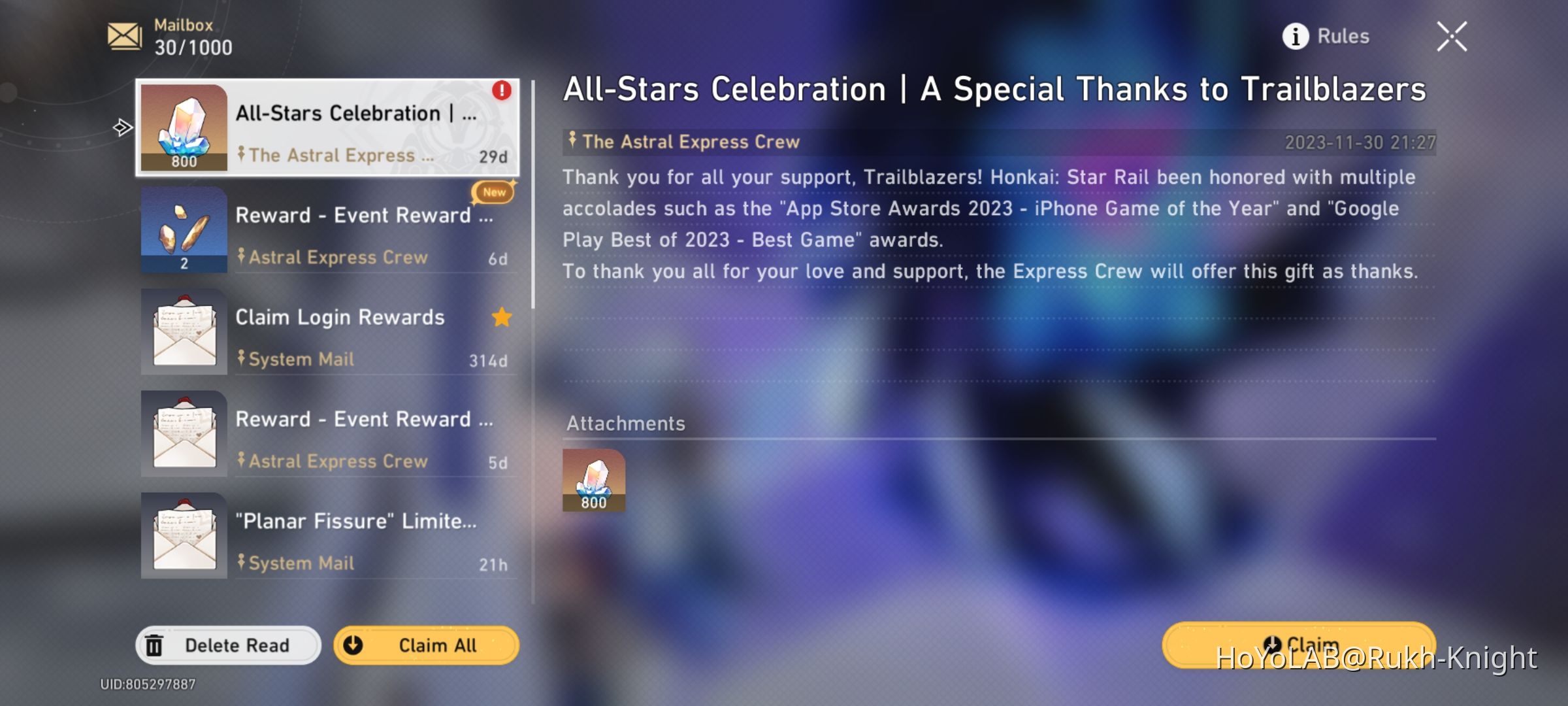 Congrats HSR Honkai: Star Rail | HoYoLAB