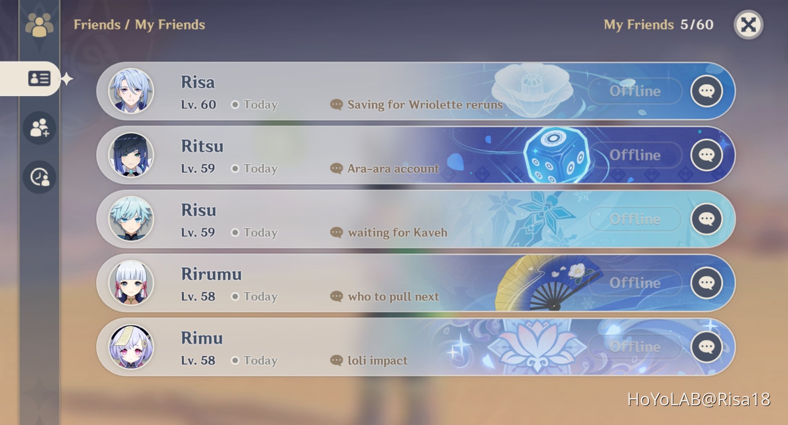 My Genshin accounts Genshin Impact | HoYoLAB