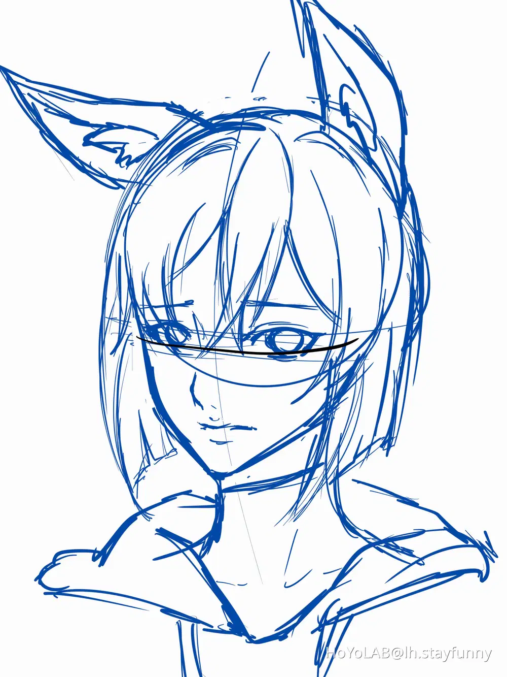 how to draw a girl with wolf ears