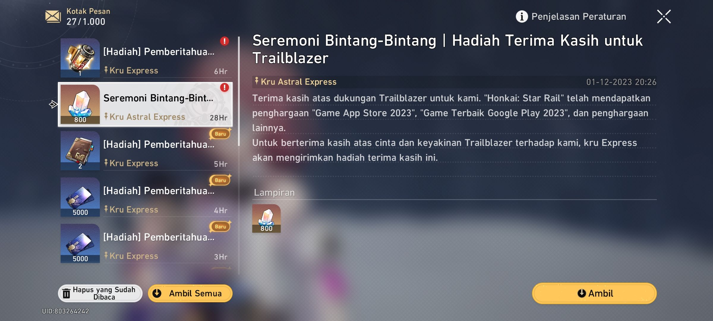 Congratulation for HSR to be the best game in 2023 🥳 Honkai: Star Rail | HoYoLAB