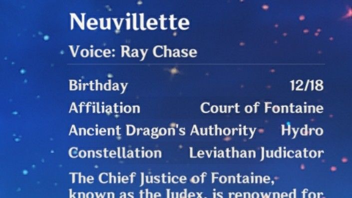 Neuvillete Bio Update Genshin Impact | HoYoLAB