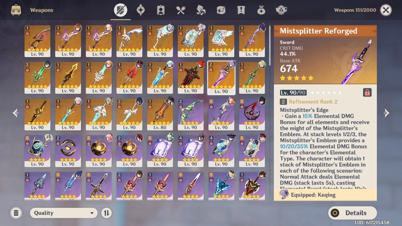 5 star weapons collection after 3 years Genshin Impact | HoYoLAB