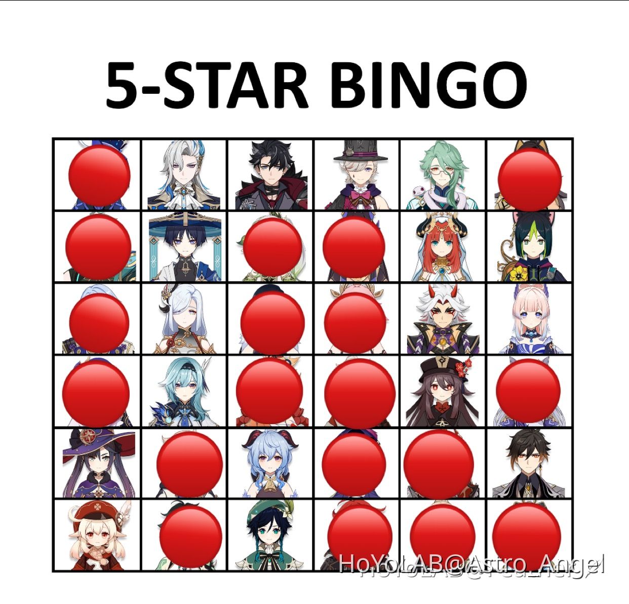 5 Star Bingo Genshin Impact | HoYoLAB