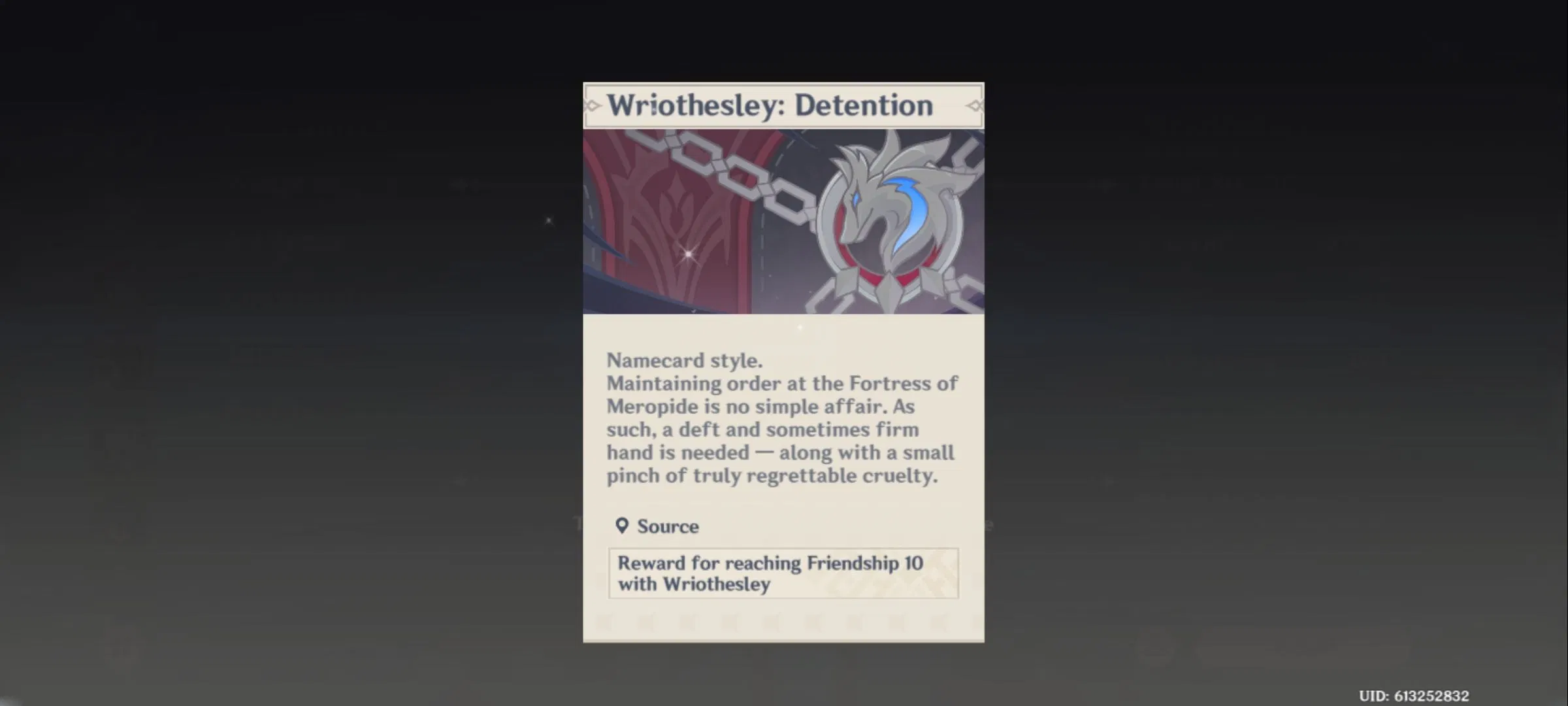 Wriothesley Friendship lv 10 Genshin Impact | HoYoLAB