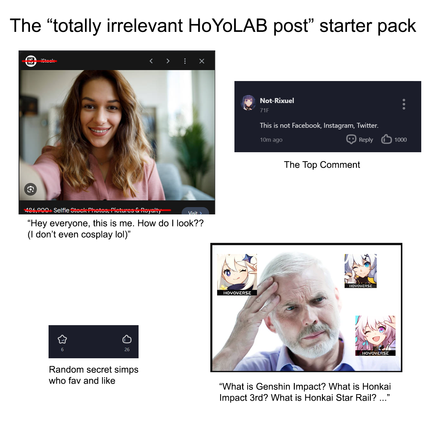 The "totally irrelevant HoYoLAB post" starter pack | HoYoLAB