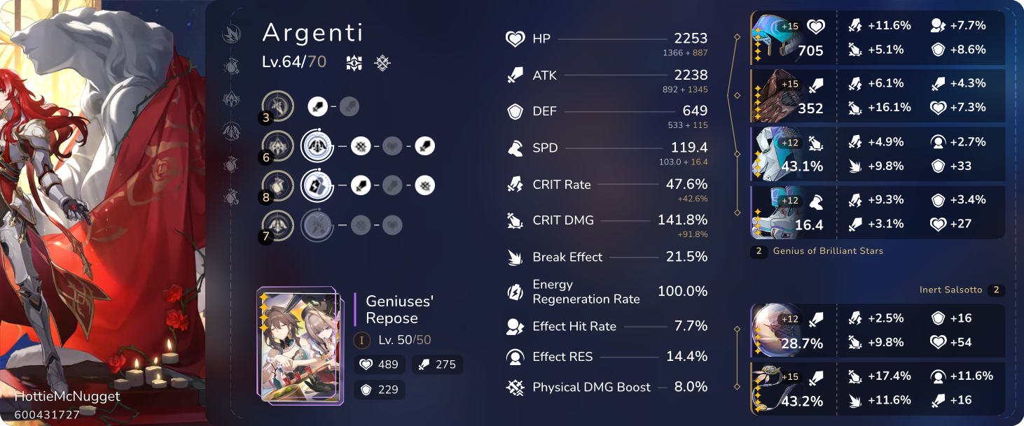 My argenti build Honkai: Star Rail | HoYoLAB