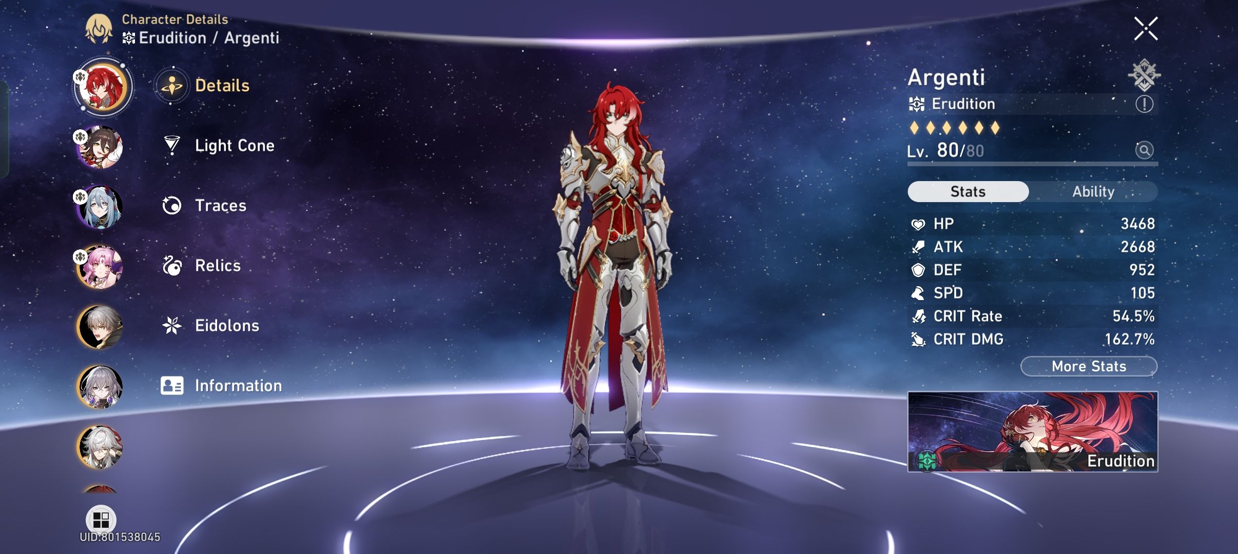 Present build of ARGENTI Honkai: Star Rail | HoYoLAB