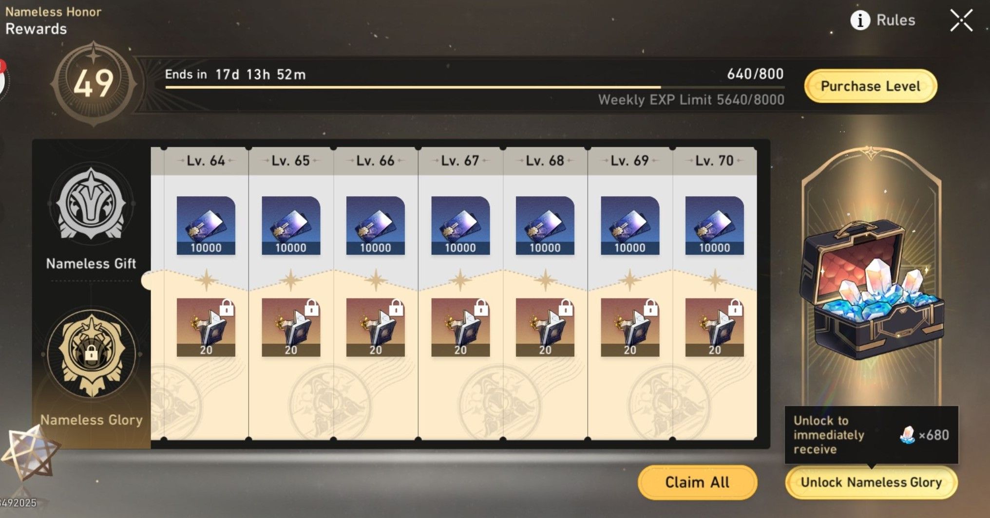 WAIT, I Didn't know nameless honor reward now up to lv.70?!!! Honkai ...