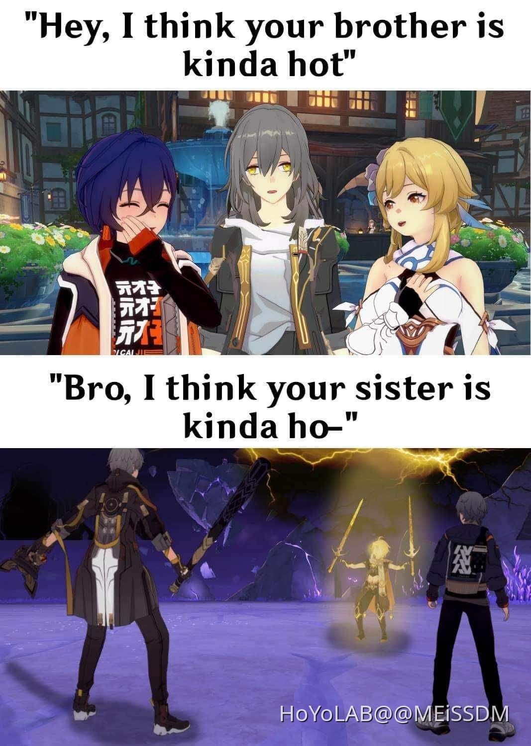 Your sister is hot is all Aether needed to unlock his OG power!! Genshin Impact | HoYoLAB