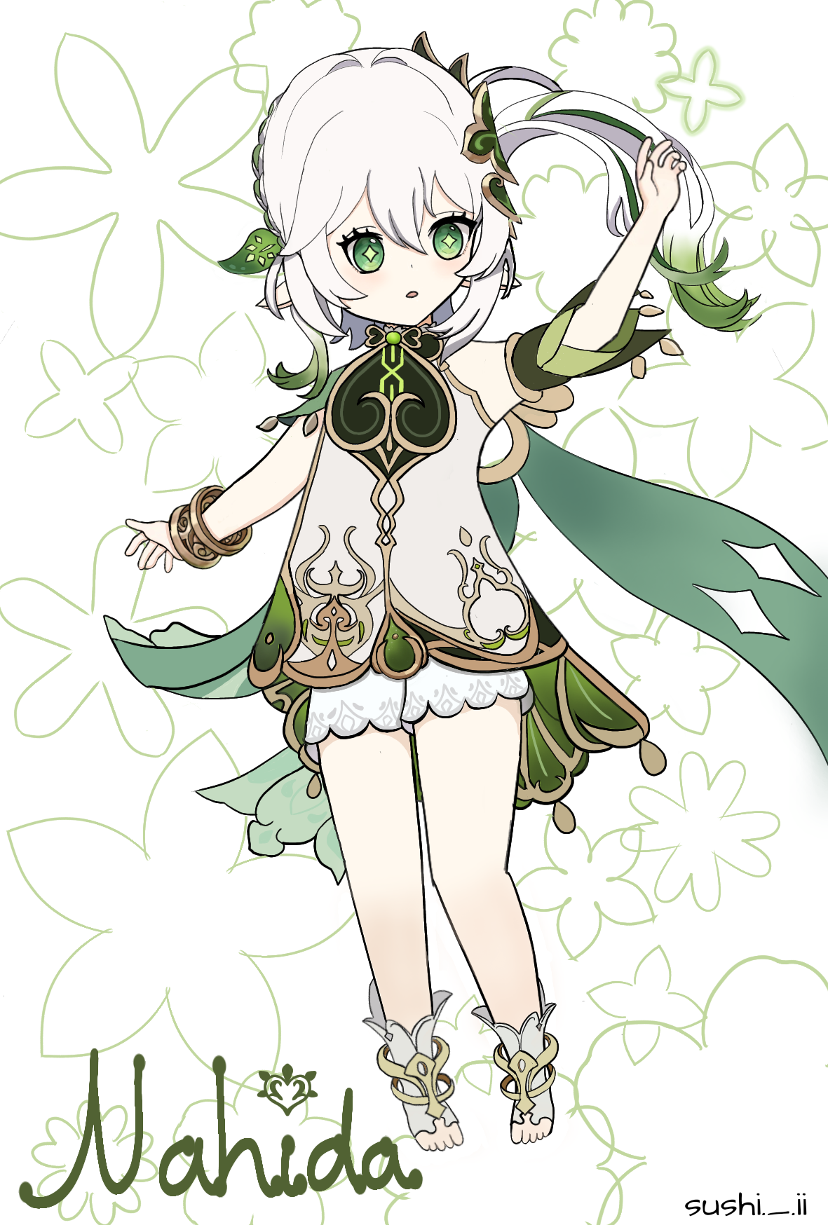 tried drawing dendro archon Genshin Impact | HoYoLAB