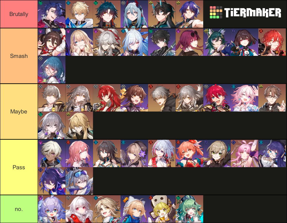 Smash or Pass tier list: hsr (My Opinion) Honkai: Star Rail | HoYoLAB